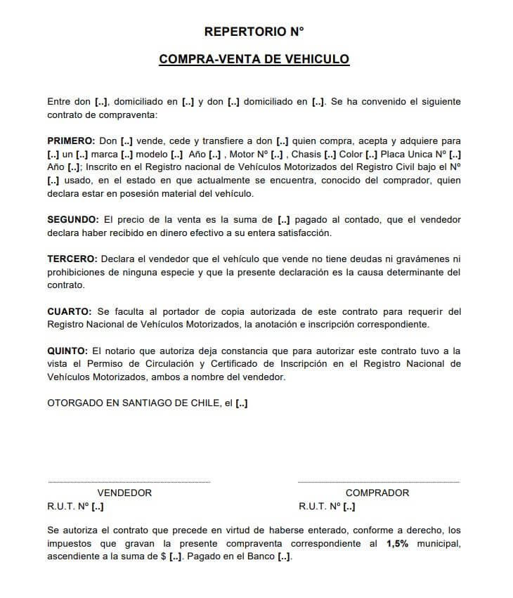 Contrato De Compraventa De Vehiculo Ejemplos Y Formatos Word Y Pdf